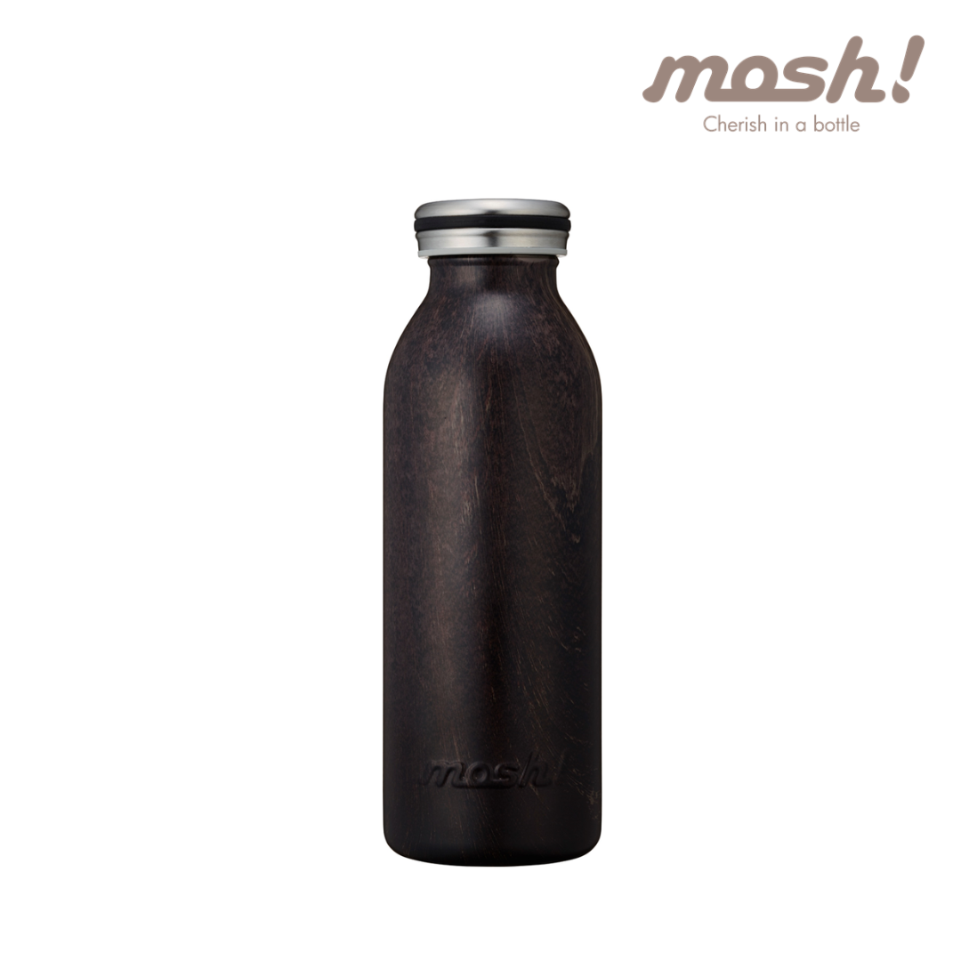 Mosh! Stainless Steel Milk Bottle Dark Wood | Tokyoninki